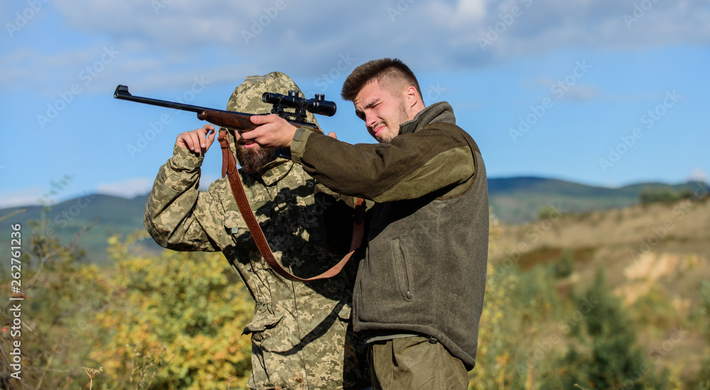 Forbidden hunting. Breaking law. Poaching concept. Activity for brutal ...