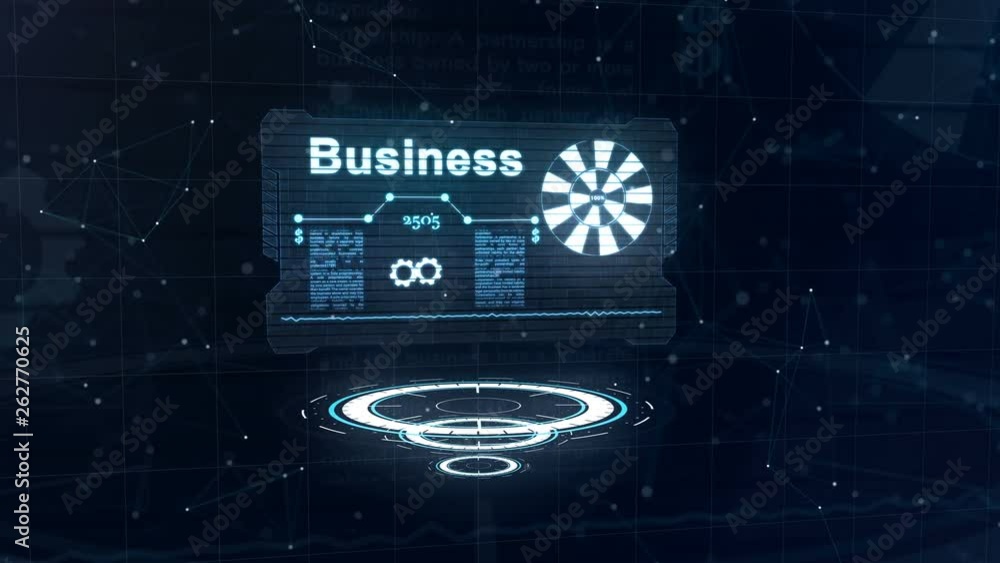 Three moving circles are on focus, then abstract business card is ...