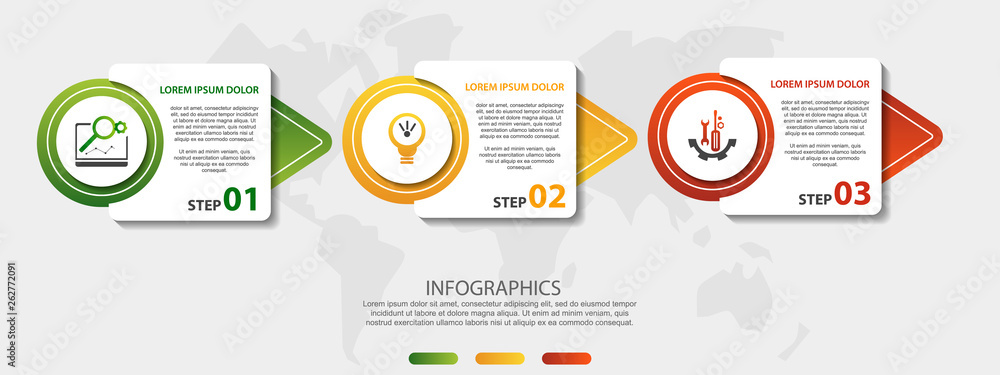 Vector infographic 3D template for three arrow, diagram, graph ...