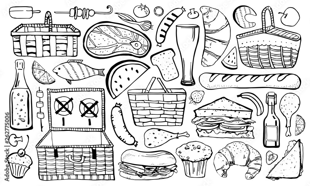 Picnic Food Clip Art Black And White