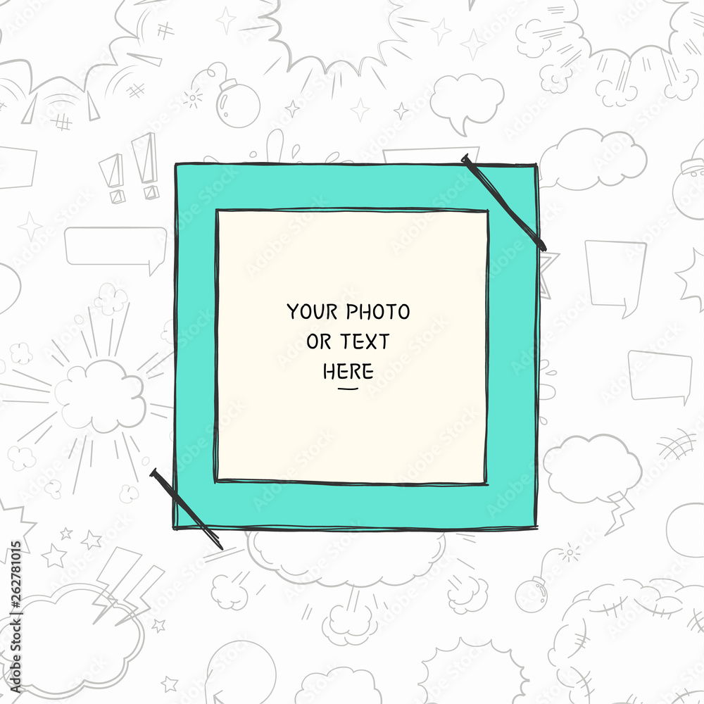 Cartoon Art Style. Decorative comic vector template frame. This photo ...