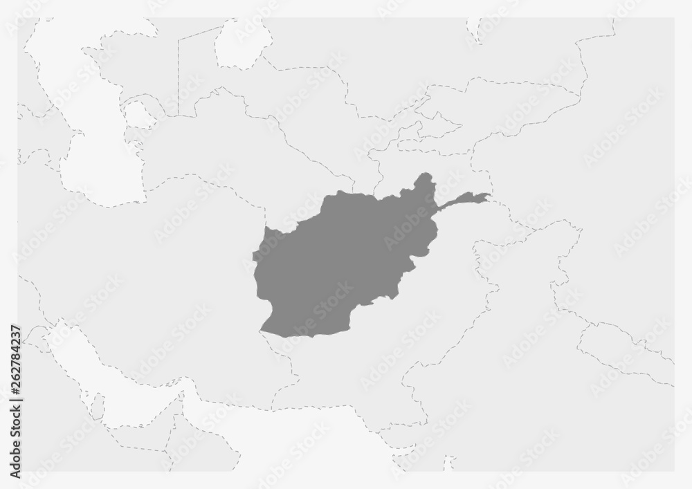 Map of Asia with highlighted Afghanistan map Stock Vector | Adobe Stock