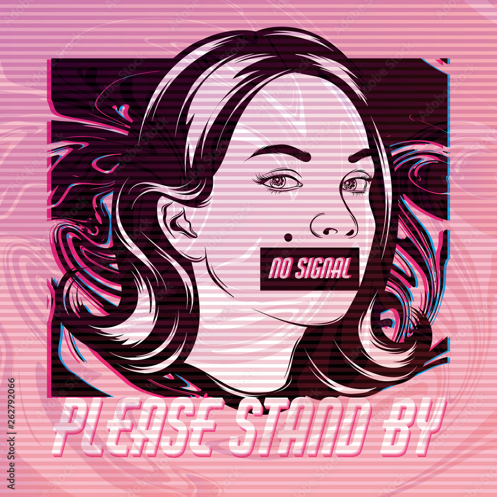 No signal. Please stand by. Vector poster with hand drawn illustration ...