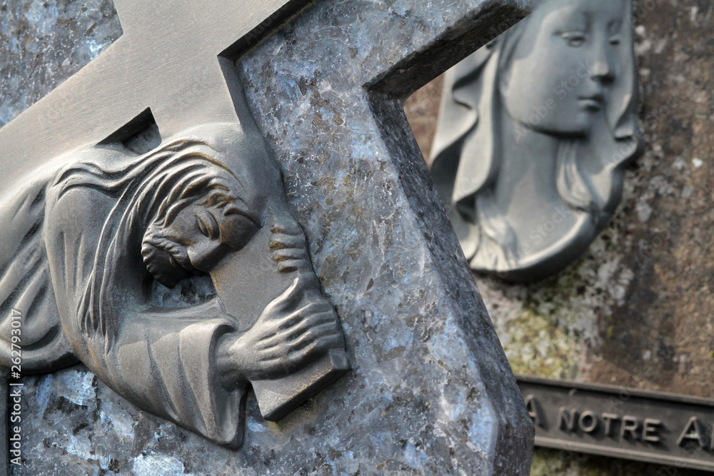 Jésus portant la croix. / Jesus carrying the cross. Stock Photo | Adobe ...