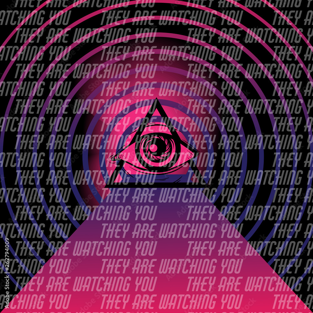 They are watching you. Vector poster with hand drawn illustration of ...