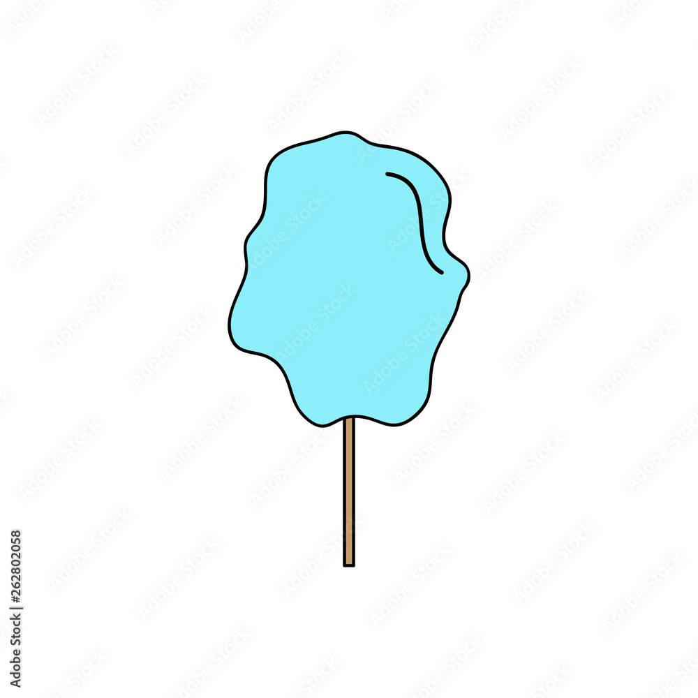 Blue cotton candy vector graphic illustration. Candy floss on stick ...