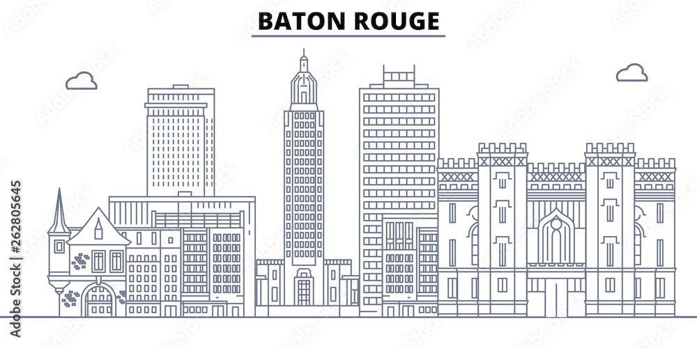 Baton Rouge,United States, flat landmarks vector illustration. Baton ...