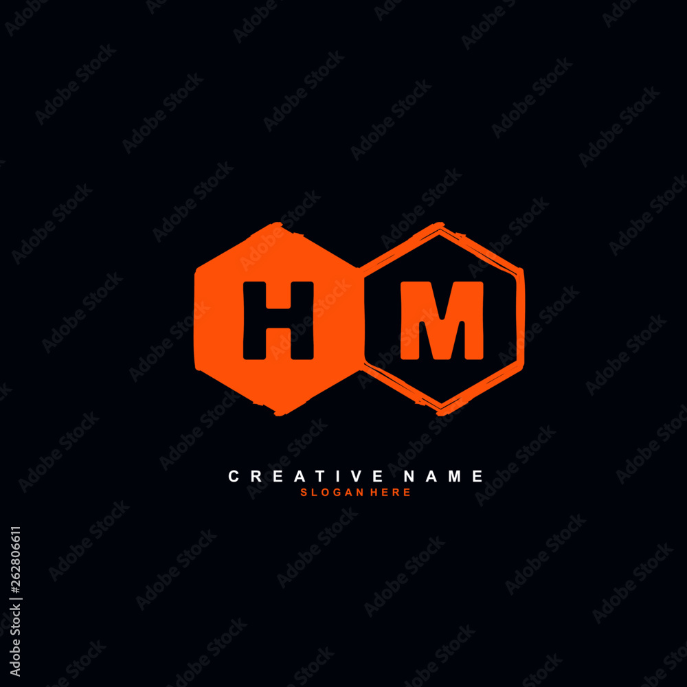H M HM Initial logo hand draw template vector Stock Vector | Adobe Stock