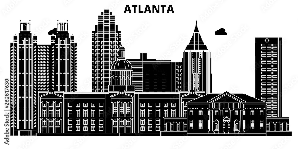 Atlanta , United States, outline travel skyline vector illustration ...