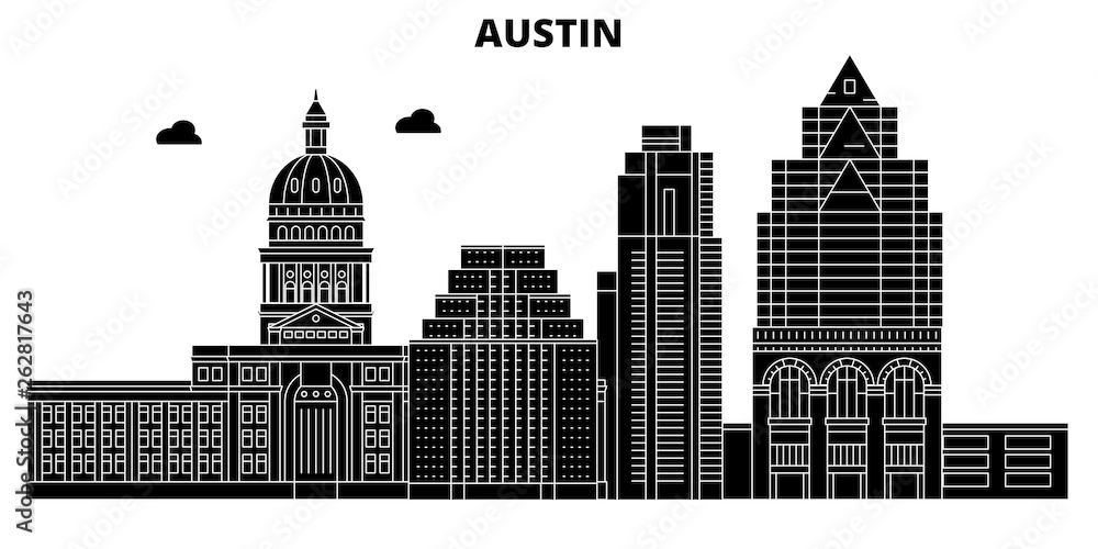 Austin , United States, outline travel skyline vector illustration ...