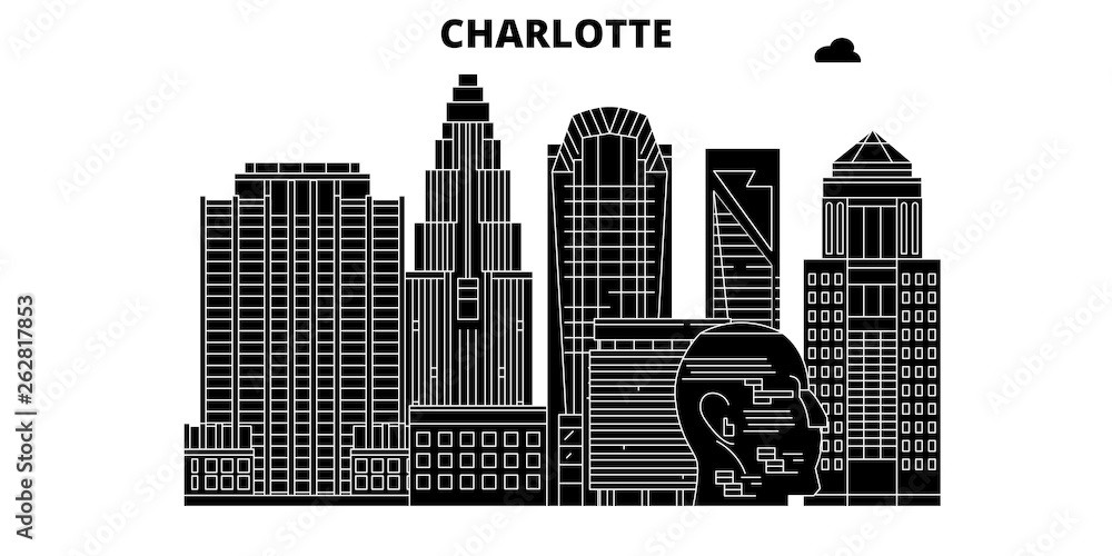 Charlotte , United States, outline travel skyline vector illustration ...