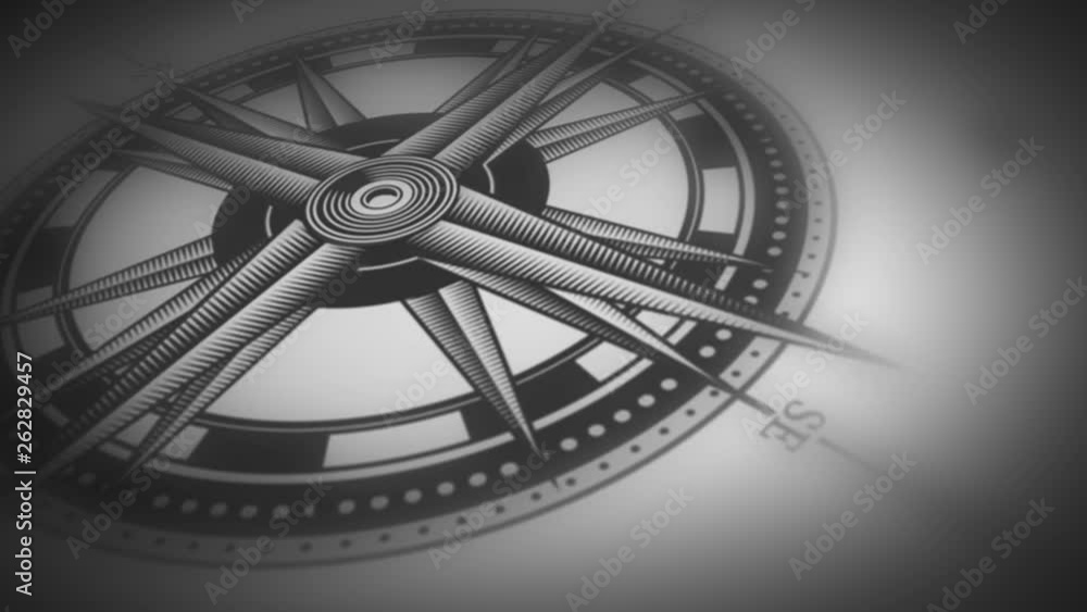 Compass Rose Animation Background Loop/ 4k animation of a black and ...