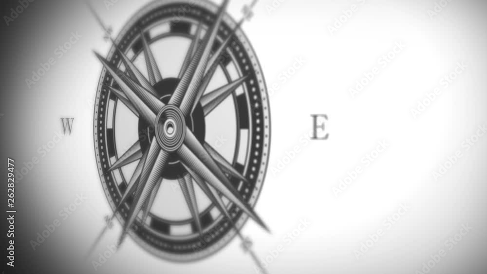 Compass Rose Animation Background Loop/ 4k animation of a black and ...