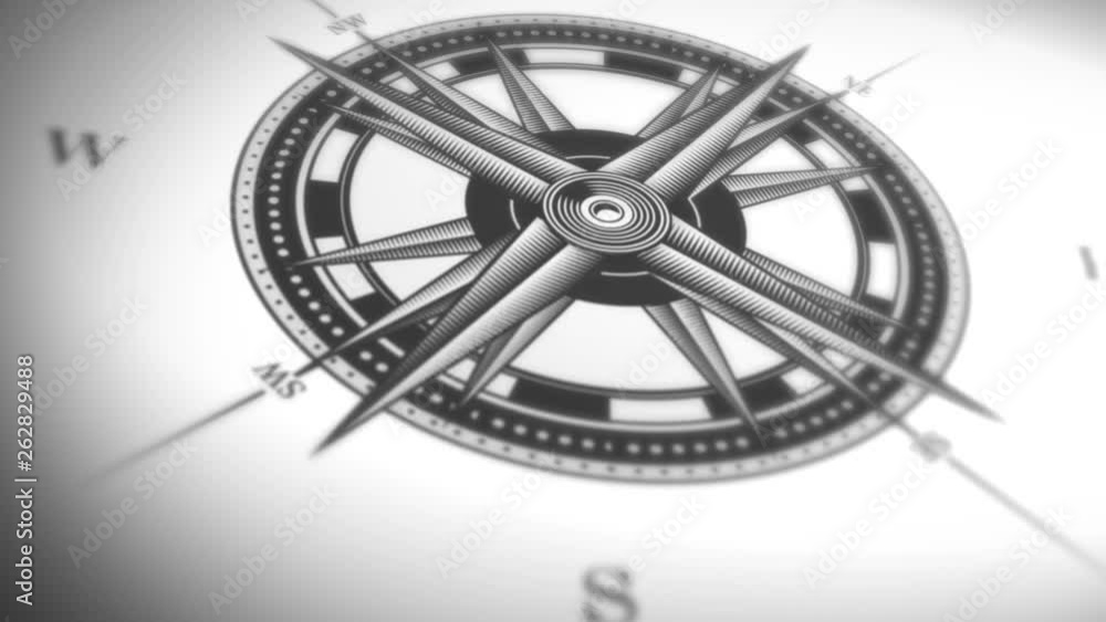 Compass Rose Animation Background Loop/ 4k animation of a black and ...