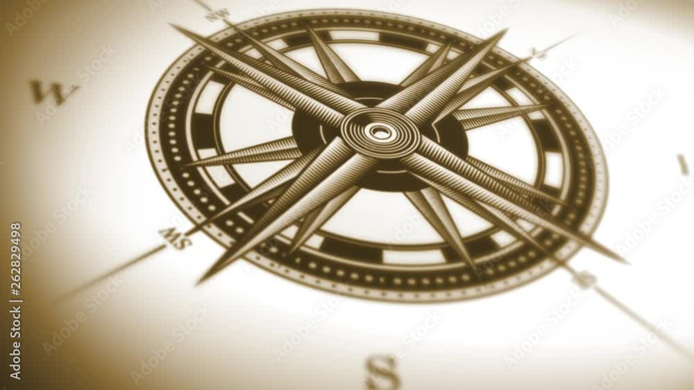 Compass Rose Animation Background Loop/ 4k animation of a black and ...