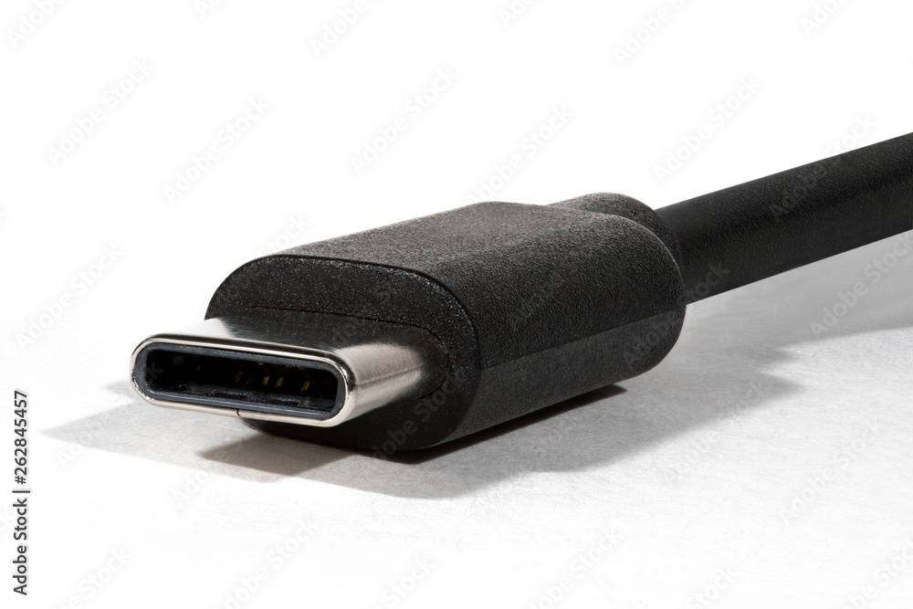 usb-c cable, connector on white. high speed charging cable Stock Photo ...