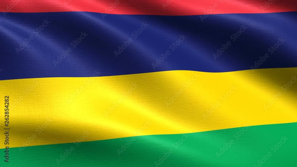 Realistic flag of Mauritius, Seamless looping with highly detailed ...