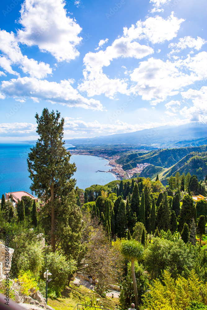 Beautiful nature of Sicily, Mediterranean sea near Taormina and Etna ...