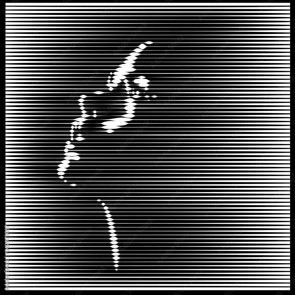 Parallel Line Art Face. Woman portrait in contrast light. Vector ...