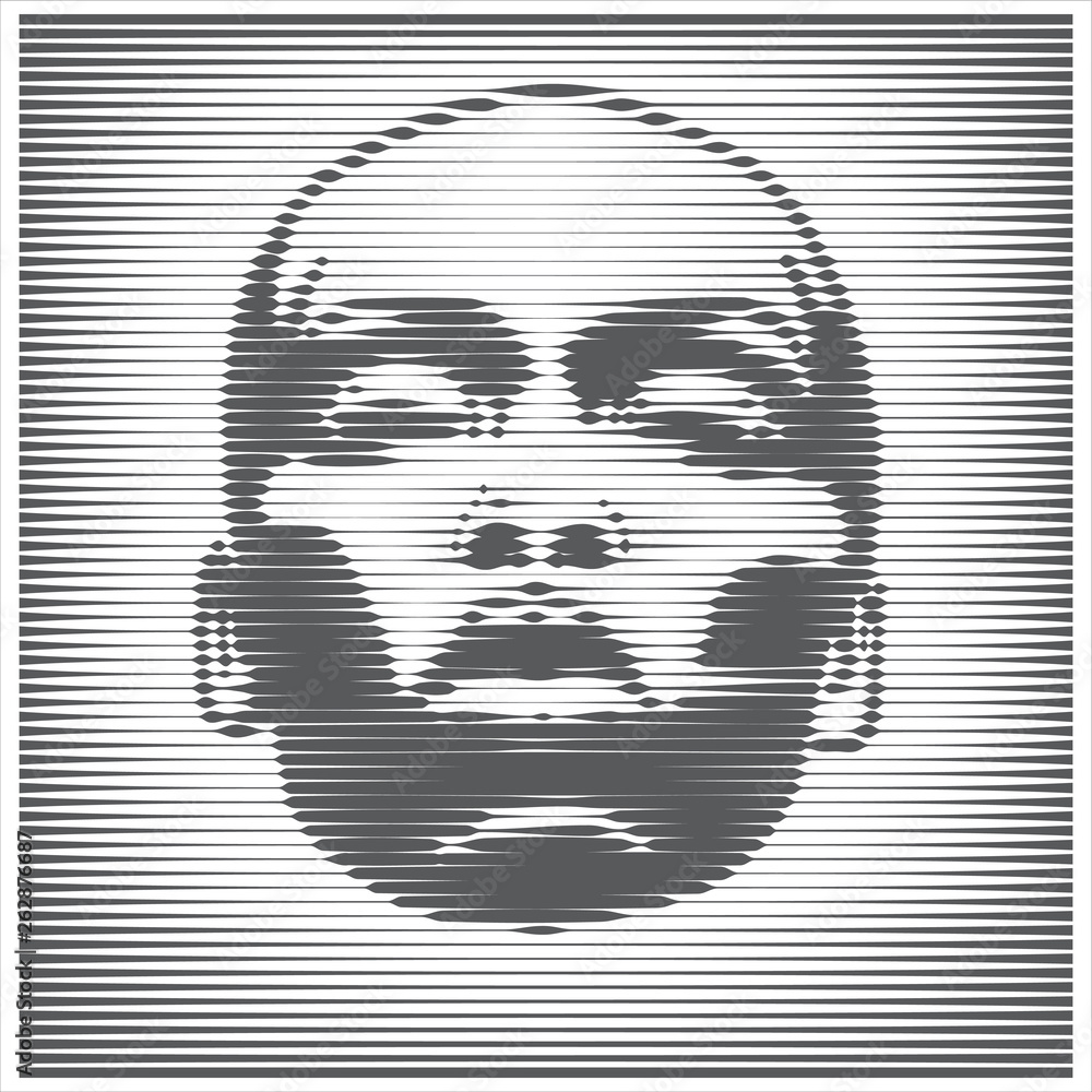 Parallel Line Art Face. African Woman portrait in contrast light ...