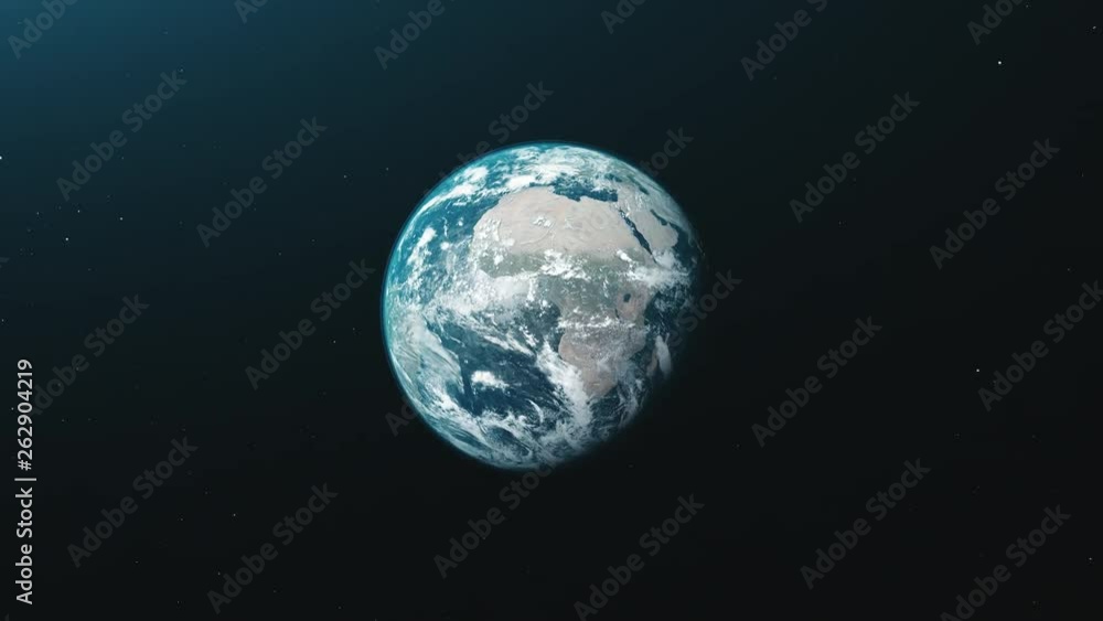Earth Orbit Zoom Reverse Open Space Background. Rotate Planet Solar ...