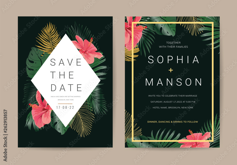 Wedding invitation,Thank You Card, rsvp, posters design collection with ...