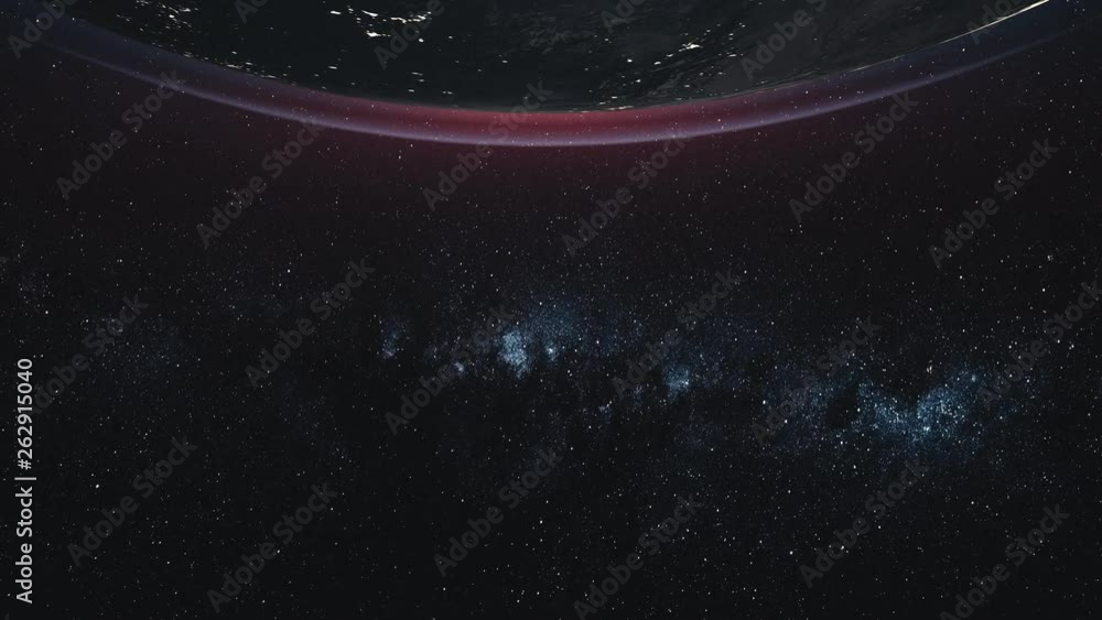 Earth Orbit Milky Way Spiral Galaxy Satellite View. Star Cluster ...