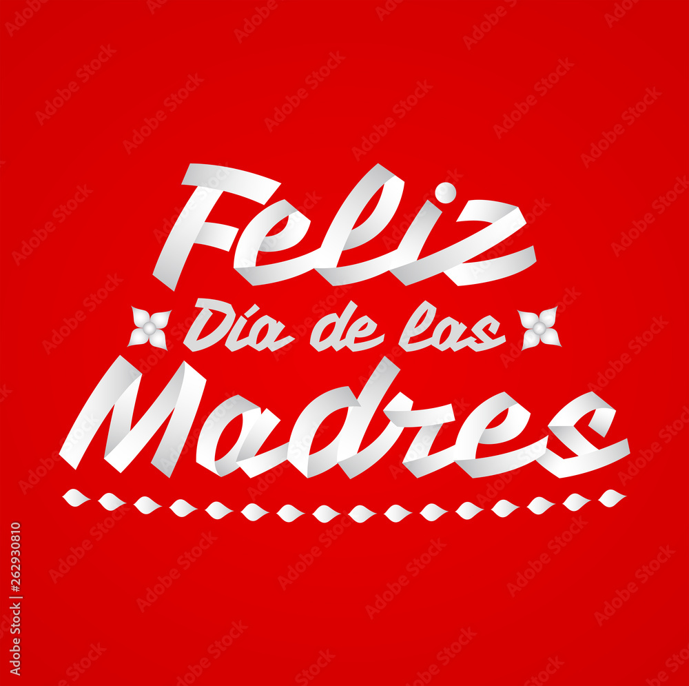 Feliz Dia de las Madres, Happy Mother's Day spanish text, ribbon vector ...