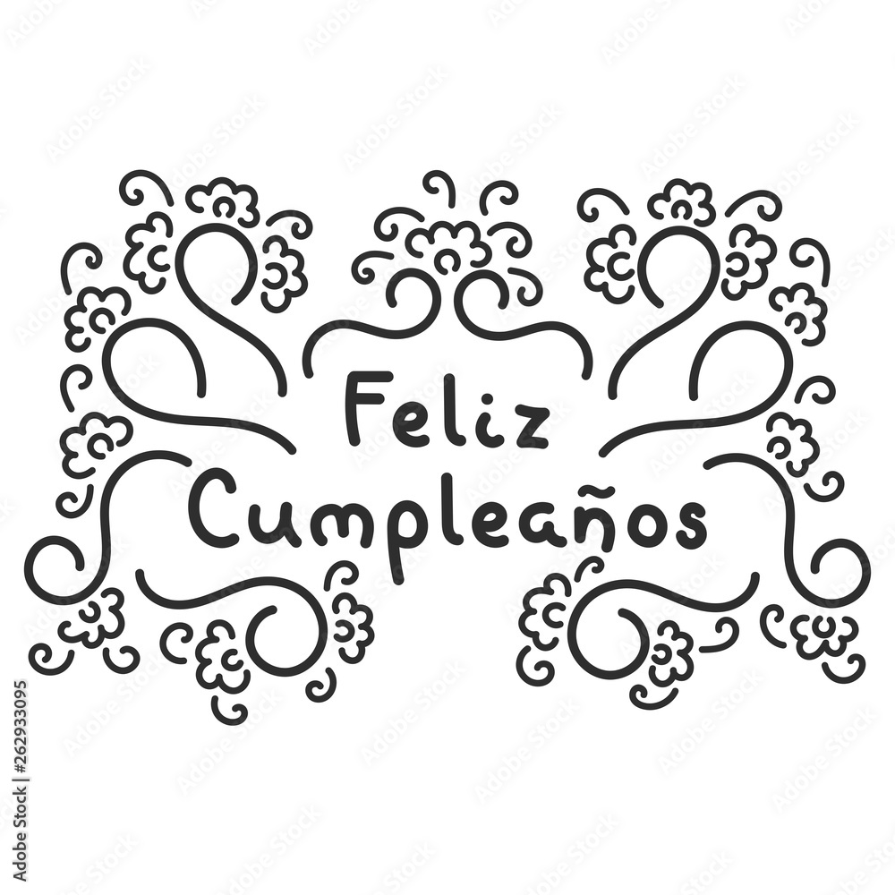 Happy birthday in Spanish. , Feliz Cumpleanos lettering. Vector ...