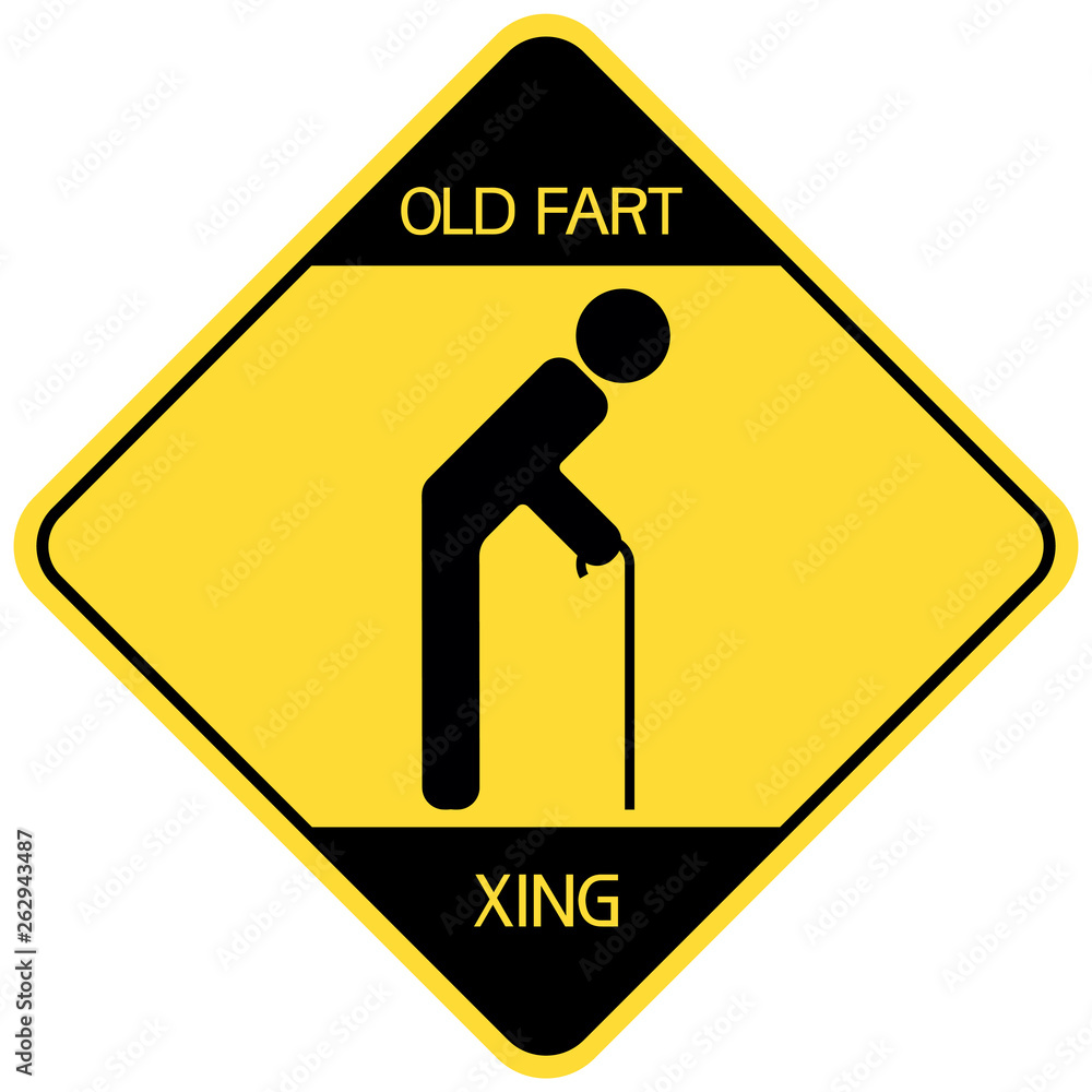 Old fart xing. Sign,warning about the possibility of pedestrians in ...