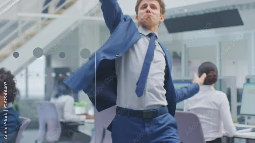 Vídeo do Stock: Young Cheerful Handsome Business Manager Wearing a Suit ...