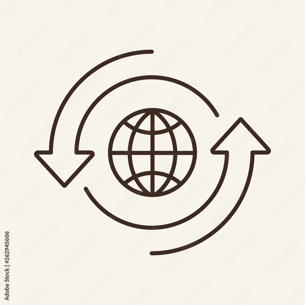 Earth rotation line icon Stock Vector | Adobe Stock