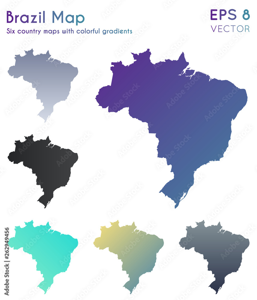 Map of Brazil with beautiful gradients. Actual set of Brazil maps ...