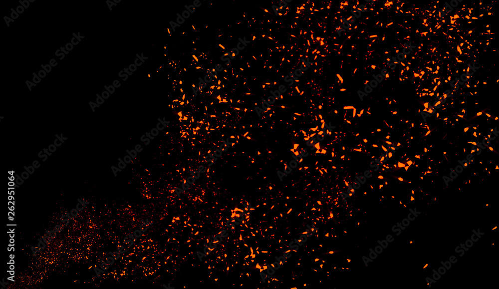 Colorful particles effect dust debris isolated on black background ...