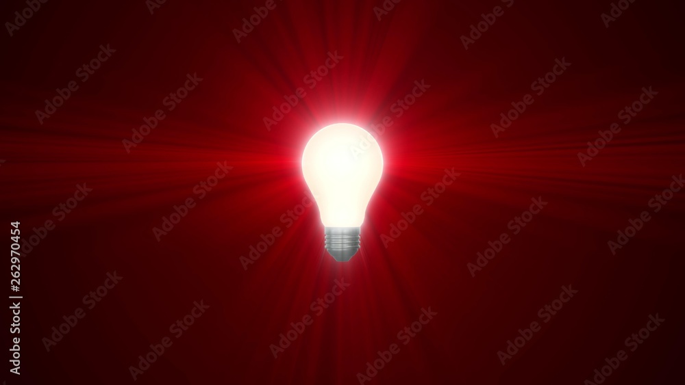 lamp ligh bulb shining in rays of light optical lens flares 3d ...