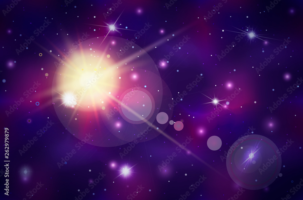 Deep space background with bright star and lens flare Stock Vector ...