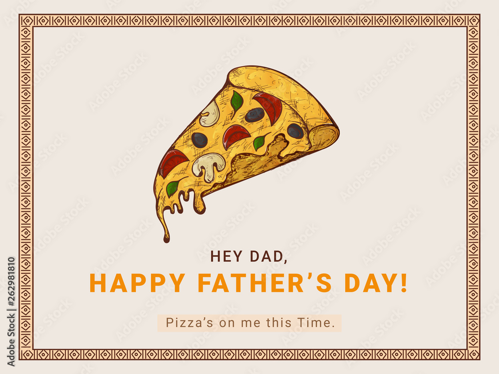 Retro style banner or poster design with pizza slice for Happy Father's ...