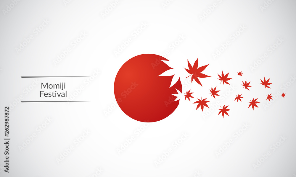 Stylized Japanese flag, devoted to traditional Momiji - Japanese maple ...
