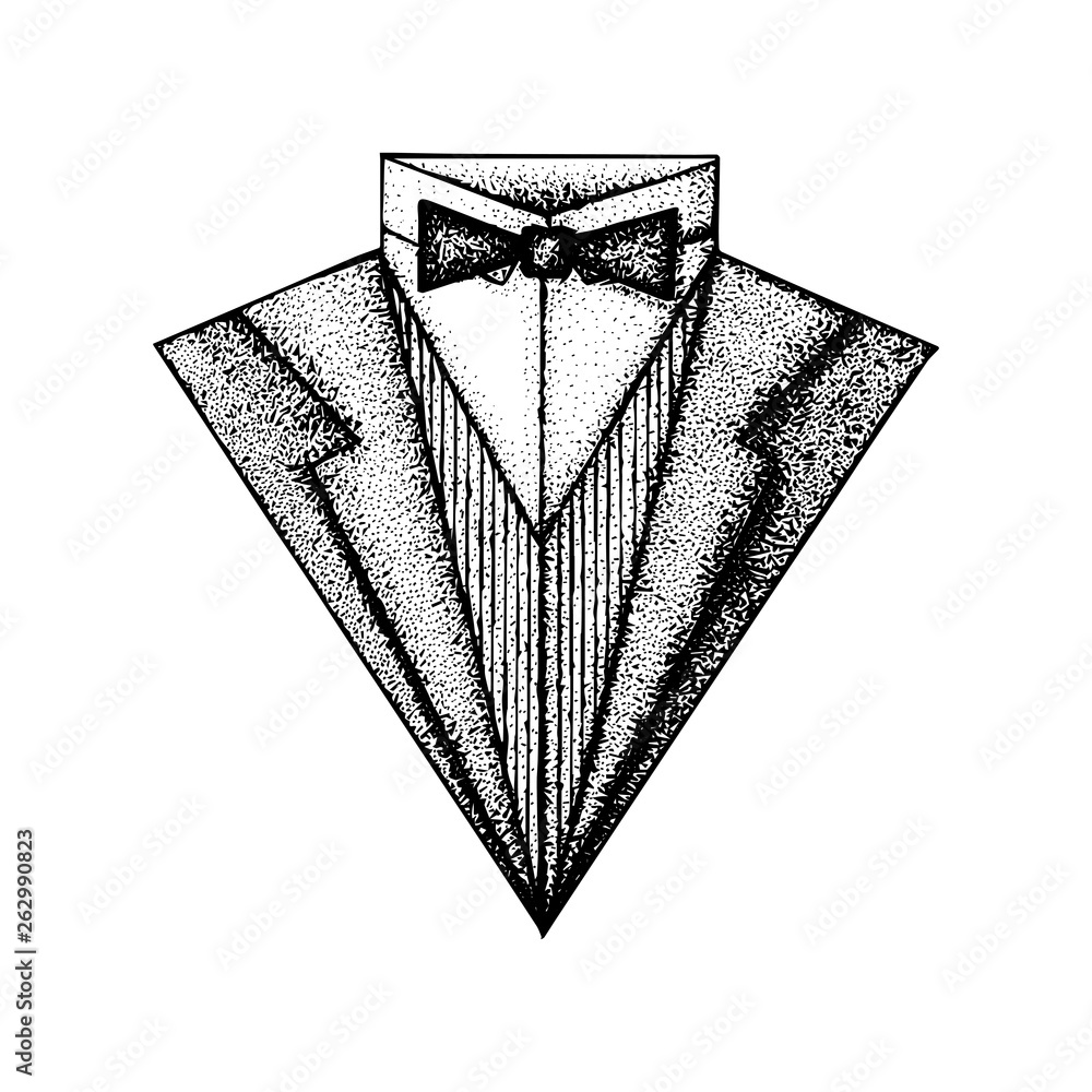 Tailcoat. Hand drawn men's jacket illustration. Sketch drawing men`s ...