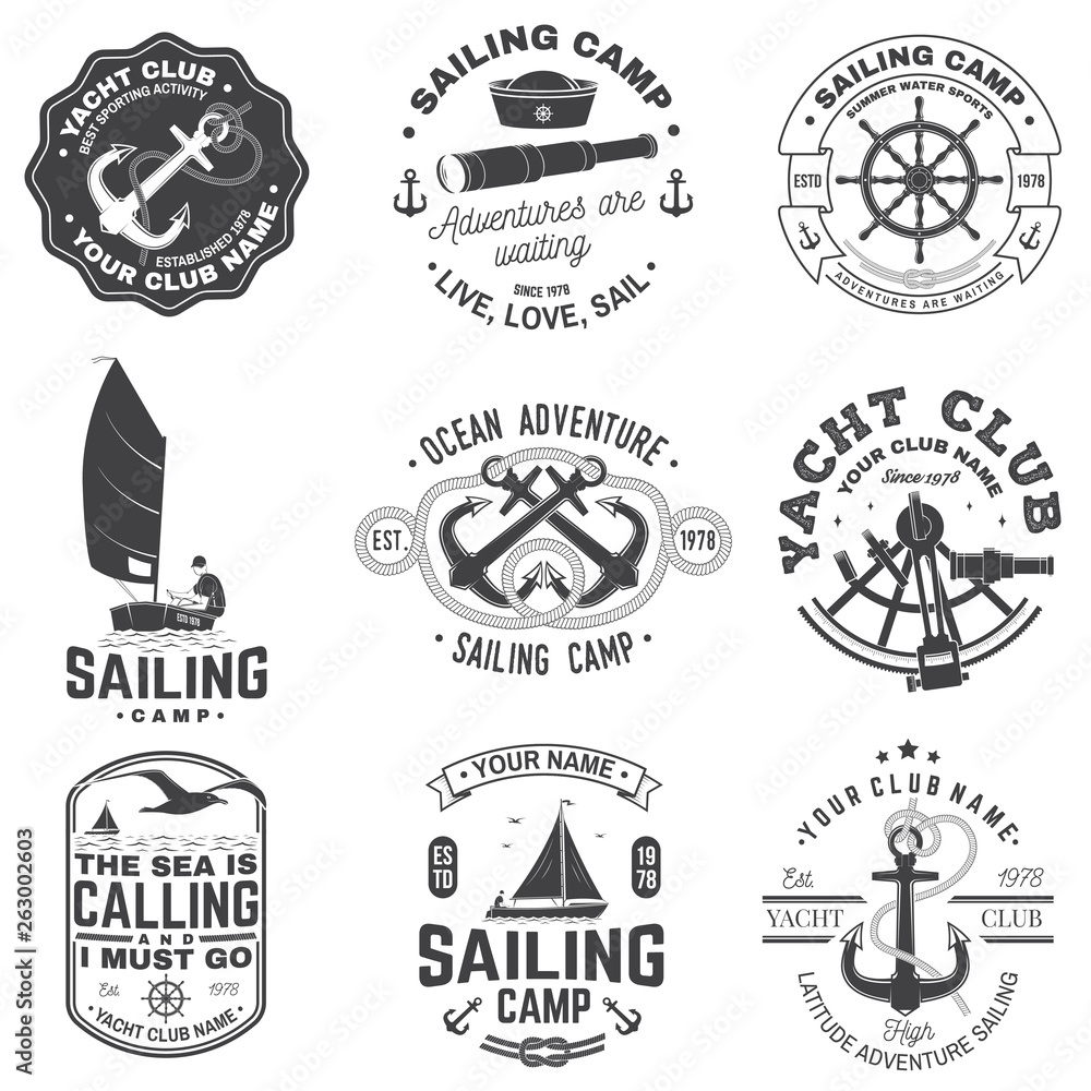 Set of sailing camp and yacht club badge. Vector. Concept for shirt ...