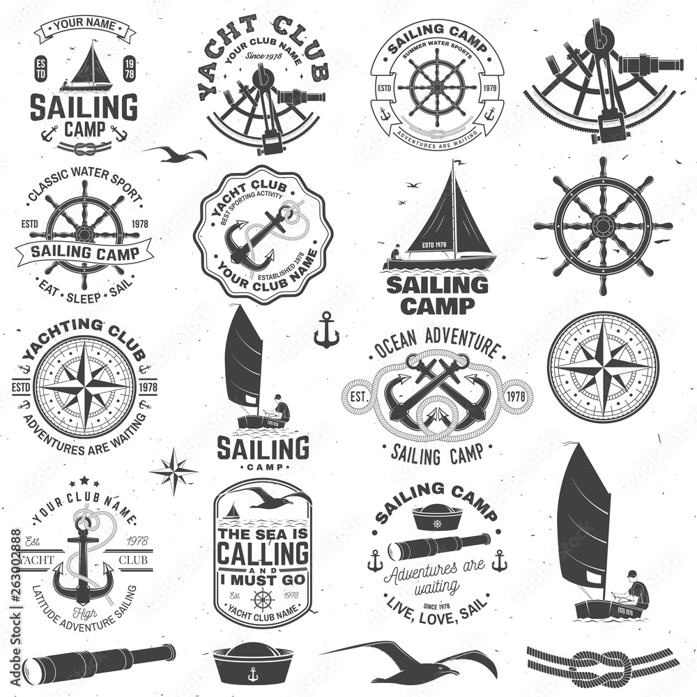 Set of sailing camp and yacht club badge. Vector. Concept for shirt ...