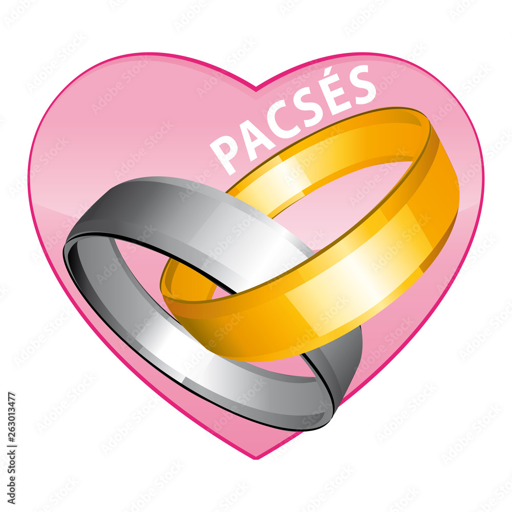 Pacsés. Cœur rose illustration PACS. Illustration vectorielle. Stock ...