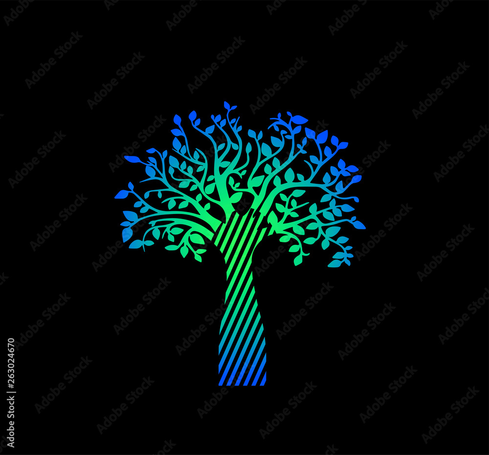 Bright, neon tree of life with geometry pattern - vector notepad design ...
