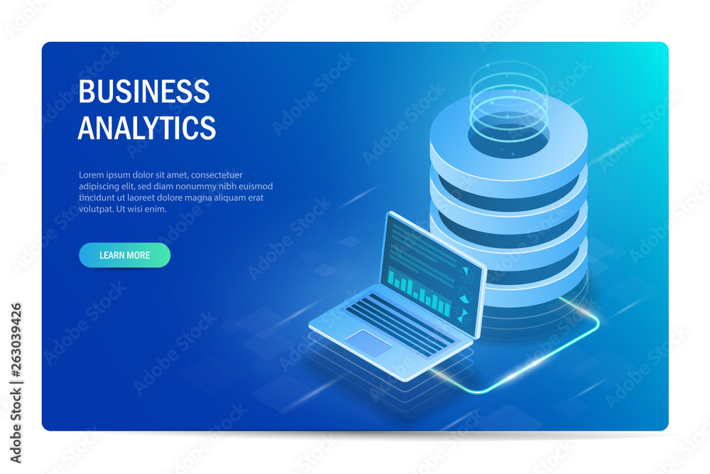Business analytics concept. Cloud computing. Big data center. Data ...