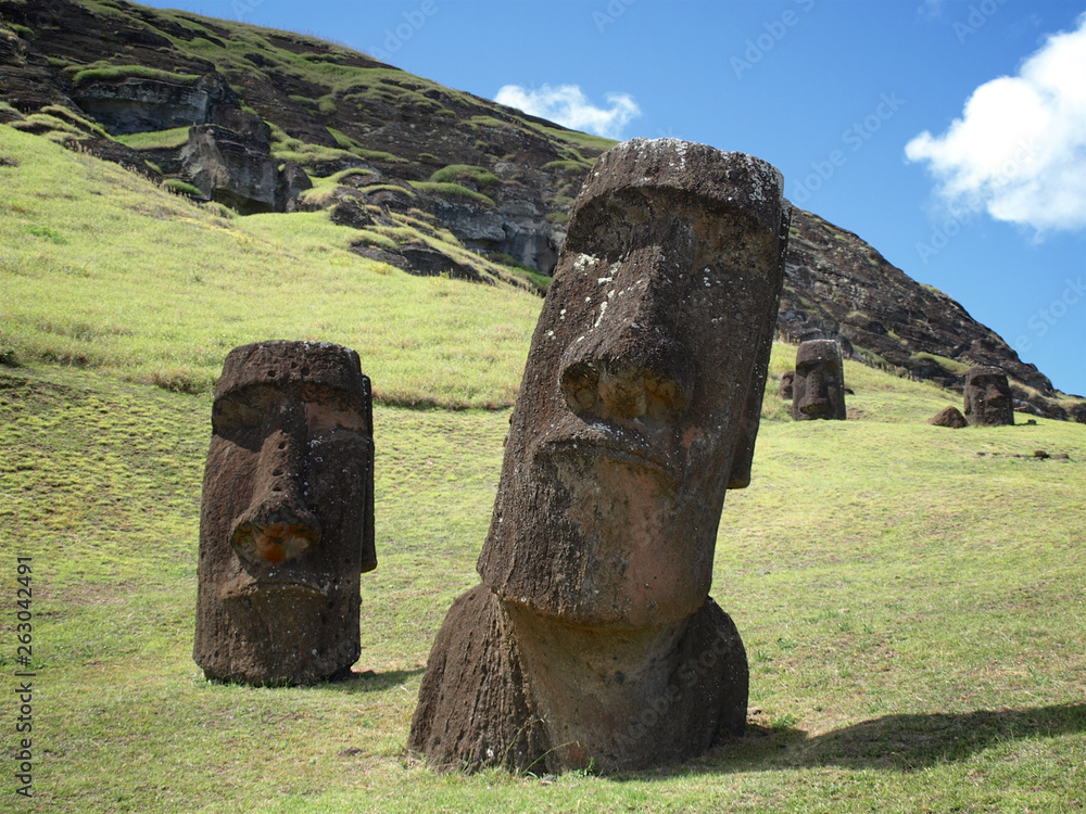 Moai, Stone Head Sculpture in Rapa Nui, Easter Island, Chile. Stock ...