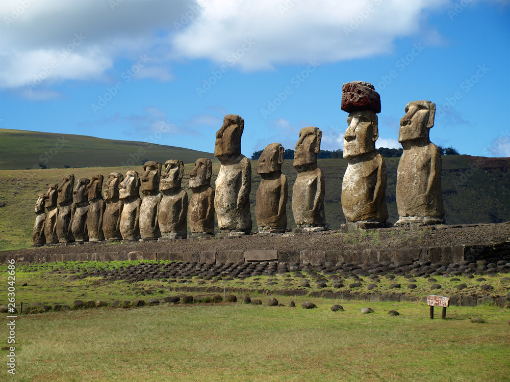 Moai, Stone Head Sculpture in Rapa Nui, Easter Island, Chile. Stock ...