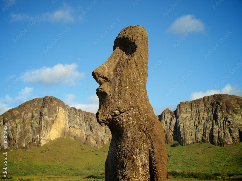 Moai, Stone Head Sculpture in Rapa Nui, Easter Island, Chile. Stock ...