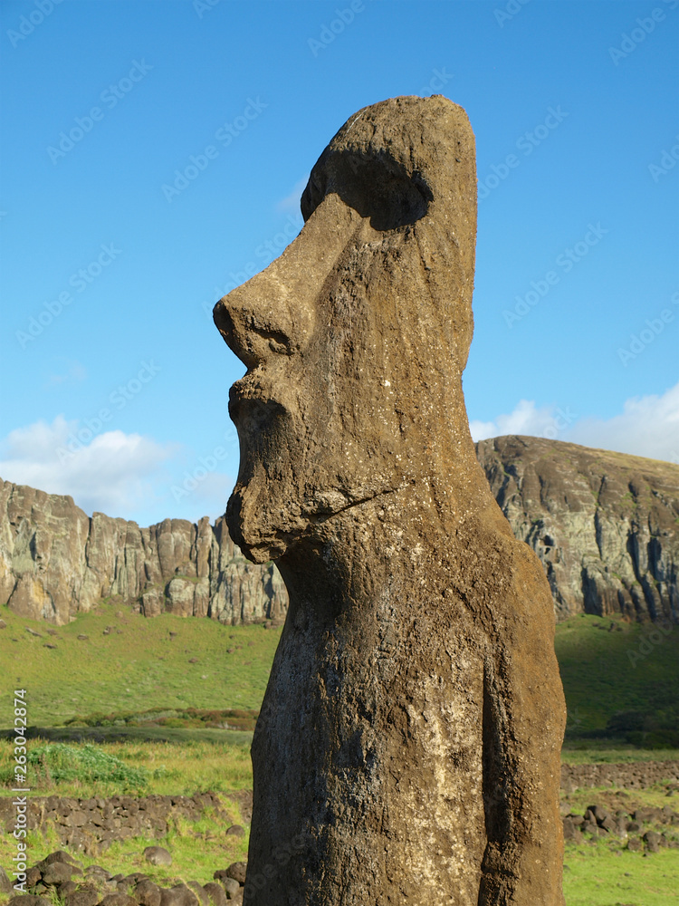 Moai, Stone Head Sculpture in Rapa Nui, Easter Island, Chile. Stock ...