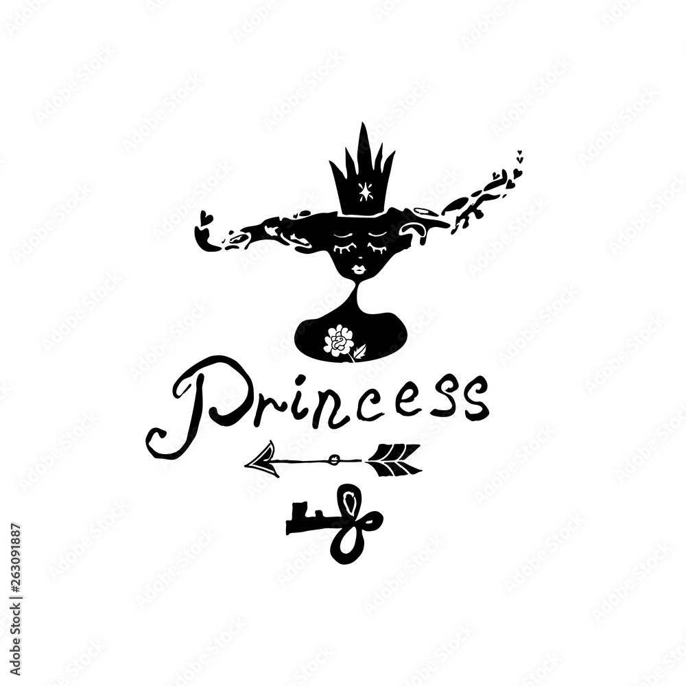 Princess. Original vector logo. Hand drawn inscription and stylized ...