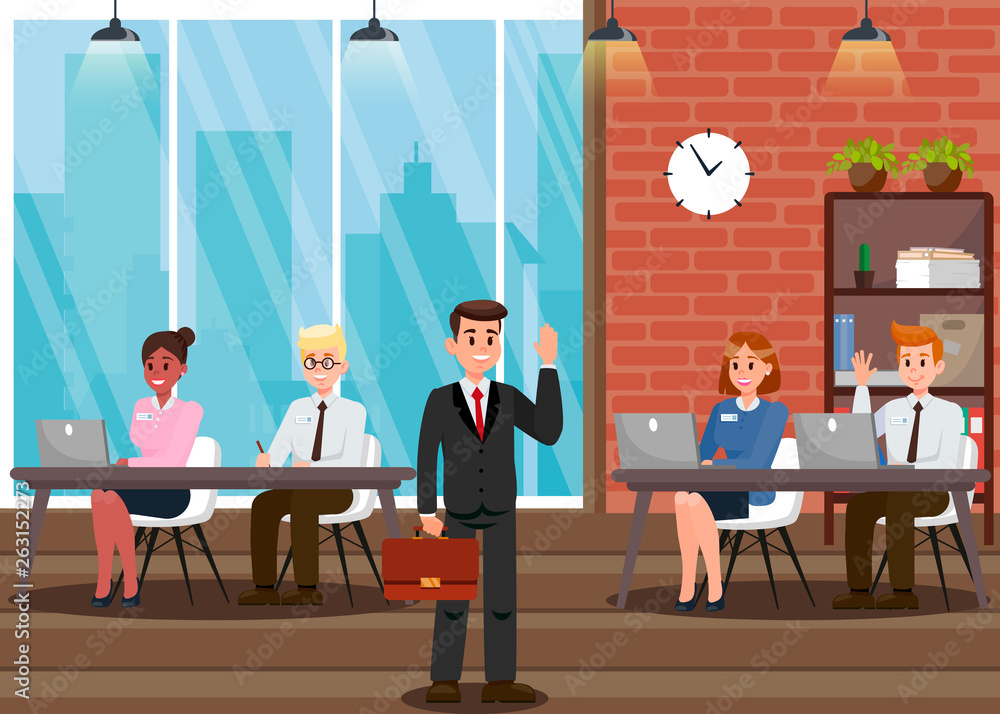 Man in Suit at Work Cartoon Vector Illustration Stock Vector | Adobe Stock